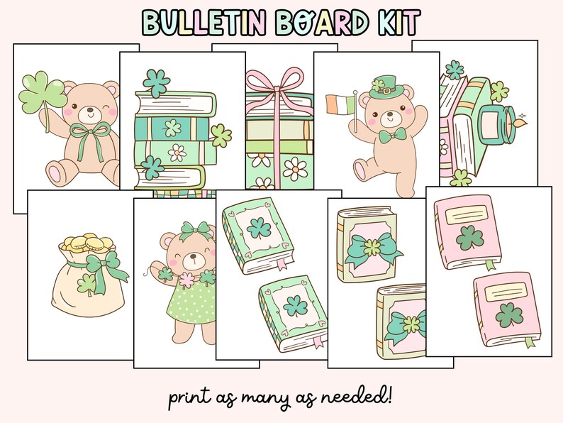 St. Patricks Day Bookshelf Bulletin Board Kit: March April Classroom ...
