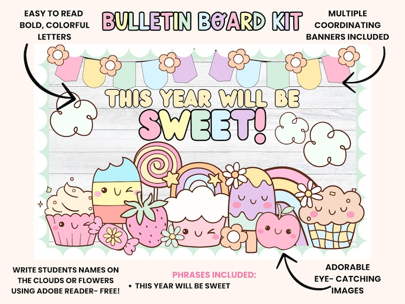 Sweet Theme Bulletin Board Kit, Classroom Decor (digital Download) - Etsy