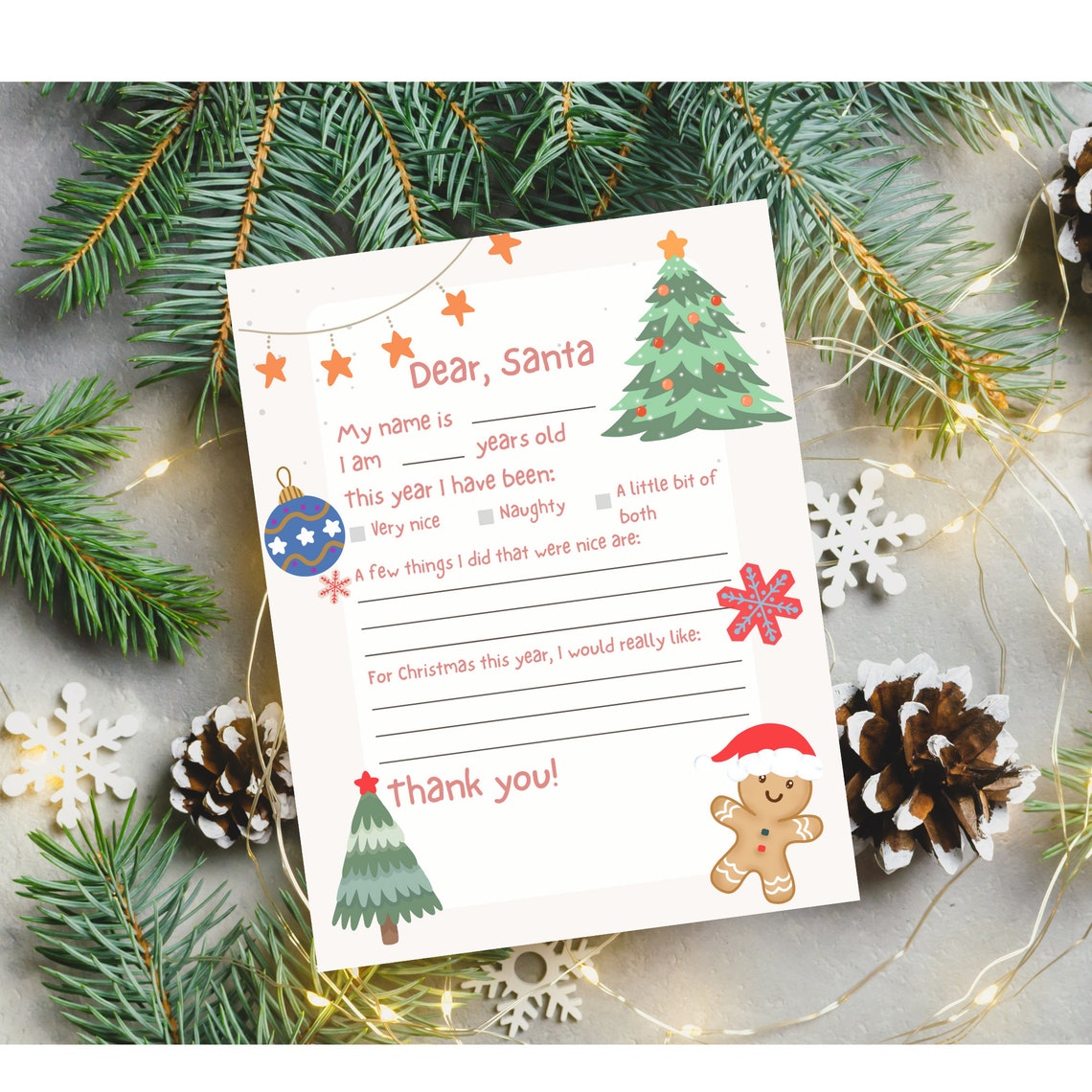 Letter to Santa, Printable Letter to Santa, Christmas Wish List ...