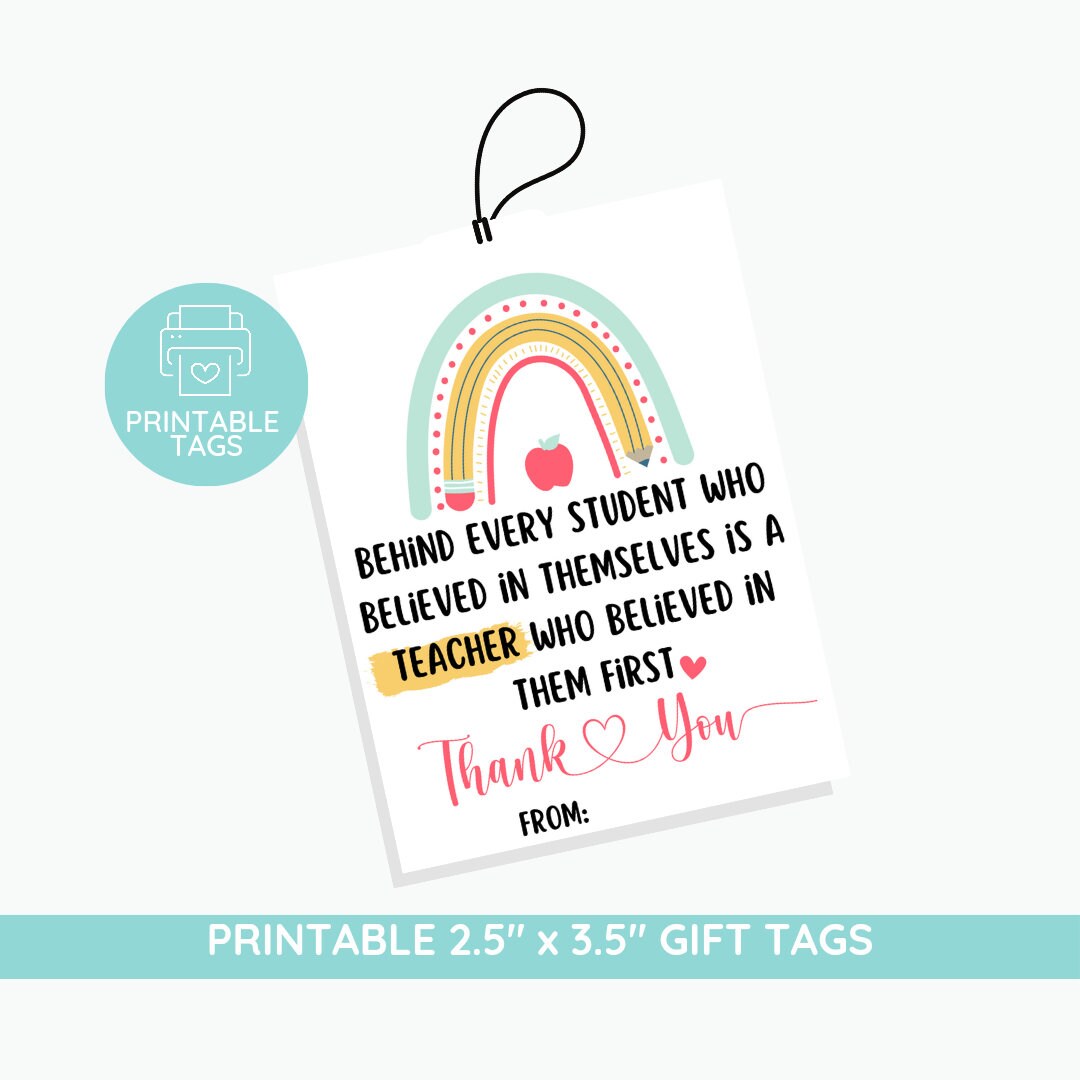 Teacher Appreciation Gift Tags: Printable Thank You Tags (PDF) - Etsy