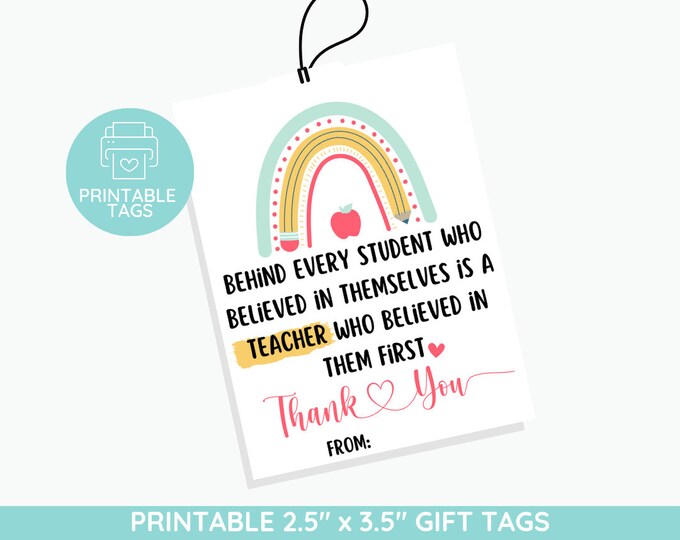 Printable Teacher Appreciation Gift Tag, Teacher Gifts Tag Label, Sweet ...