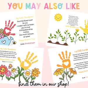 Handprint Mothers Day Poem, Flower Craft Printable Keepsake, DIY ...