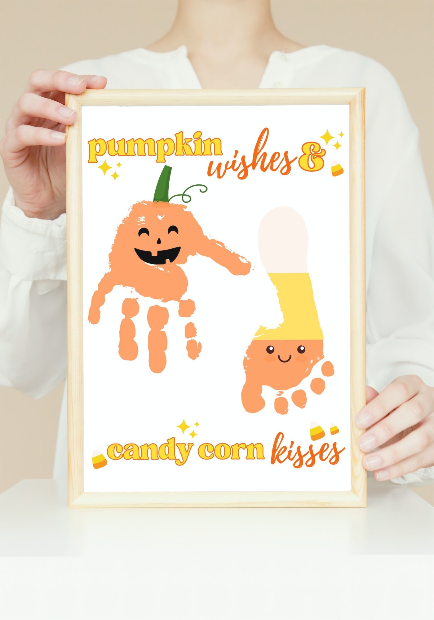 Halloween Handprint Footprint Art, Pumpkin Halloween Craft, Halloween ...