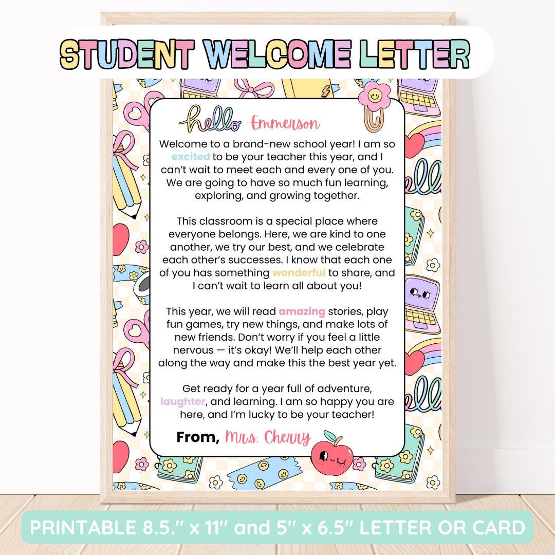 Editable Welcome to School Letter From Teacher (PDF) - Etsy