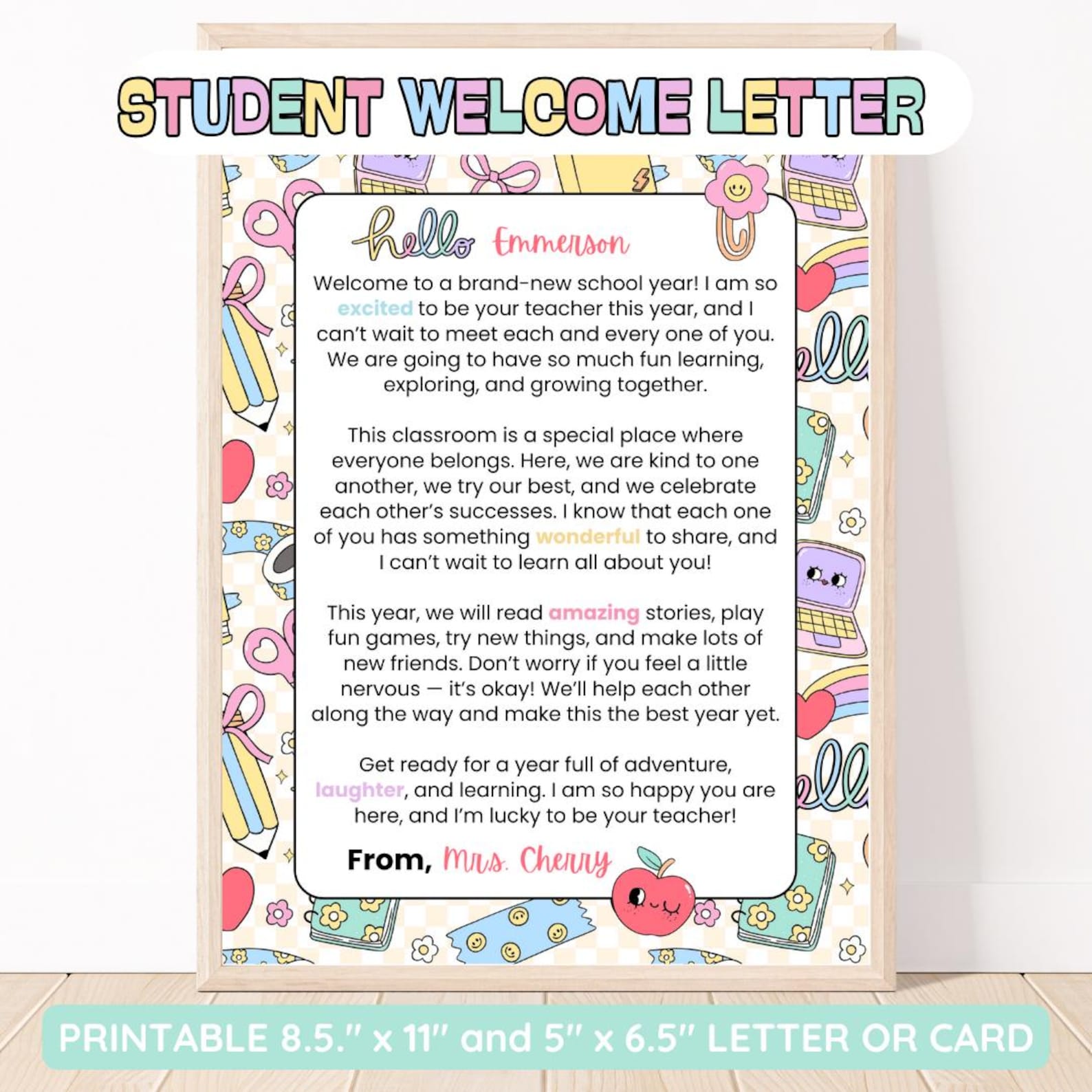 Editable Welcome to School Letter From Teacher (PDF) - Etsy