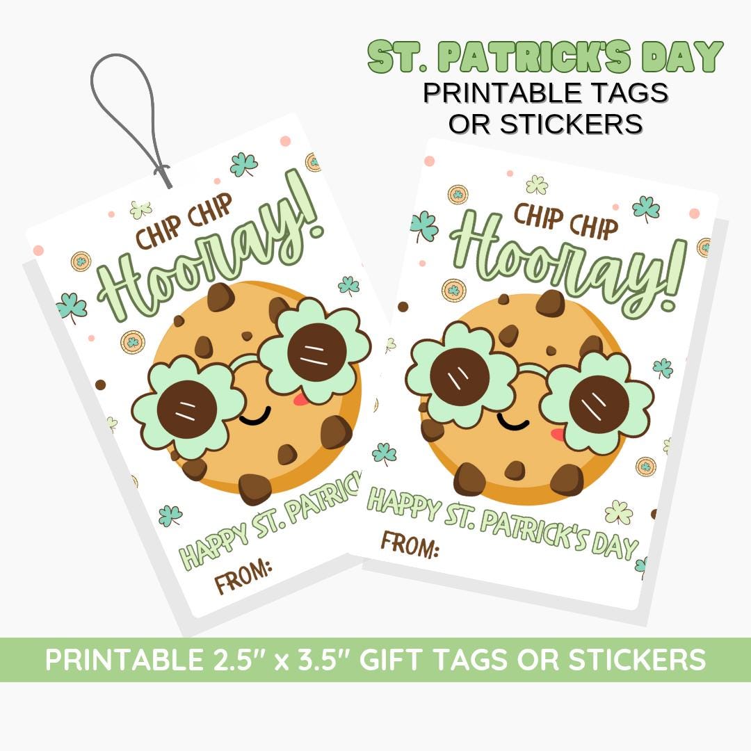 Chip Chip Hooray Tag - Happy St. Patrick's Day Tag - Printable ...
