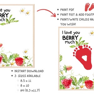 Mothers Day Footprint Crafts, Footprint Art Strawberry, Footprint ...