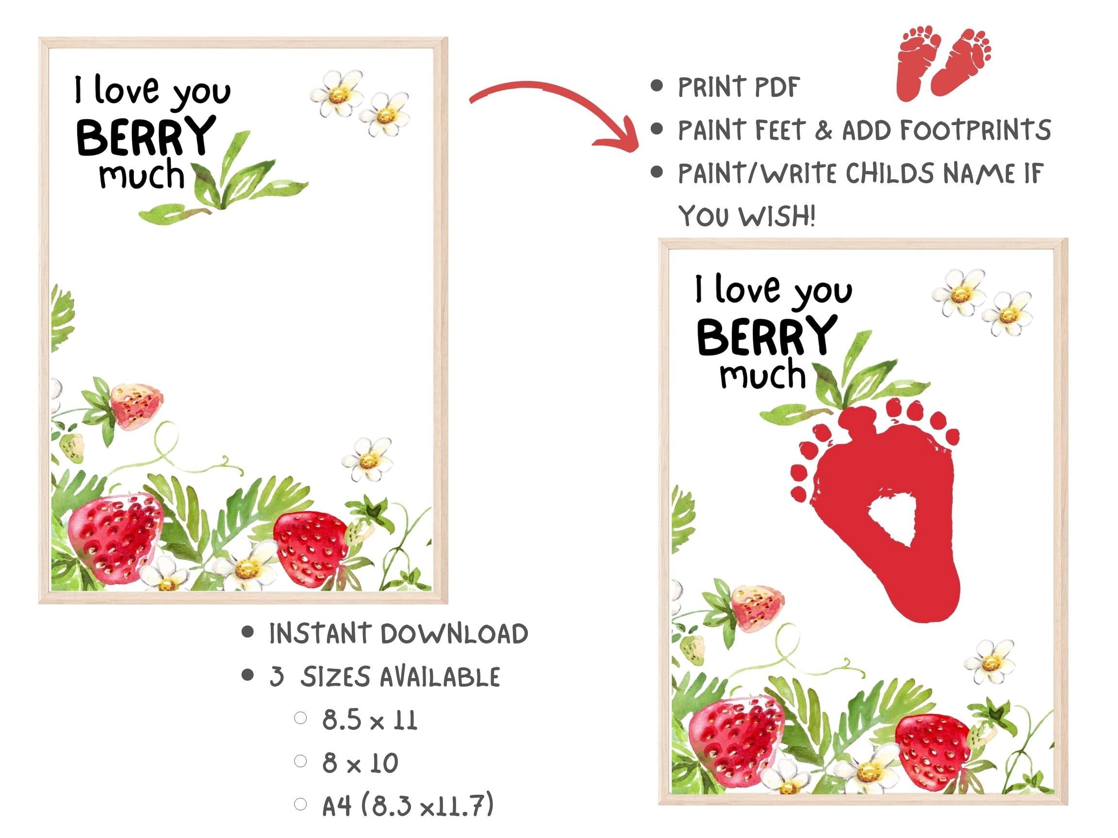 Mothers Day Footprint Crafts, Footprint Art Strawberry, Footprint ...