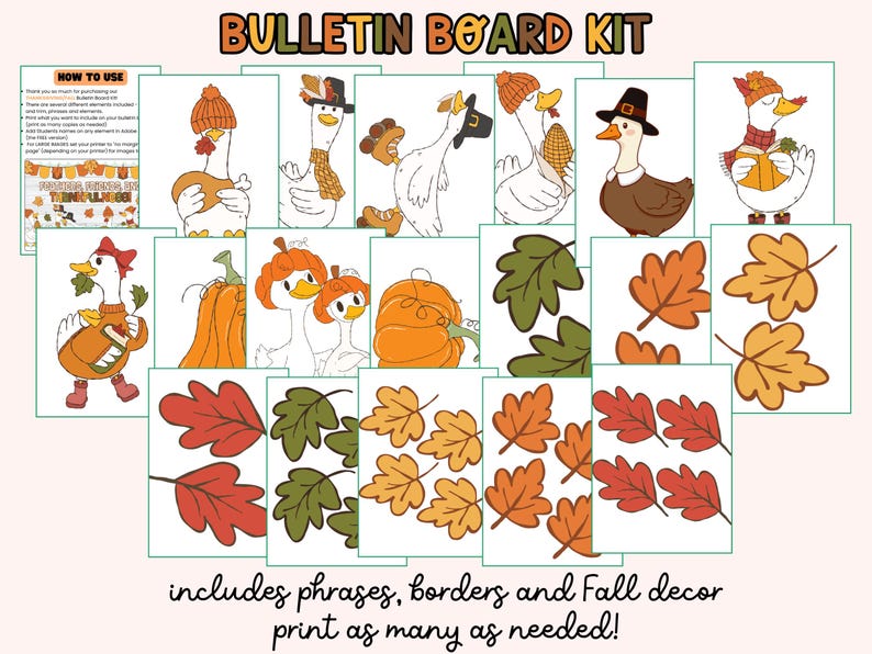 Thanksgiving Silly Goose Bulletin Board Kit: Printable November ...