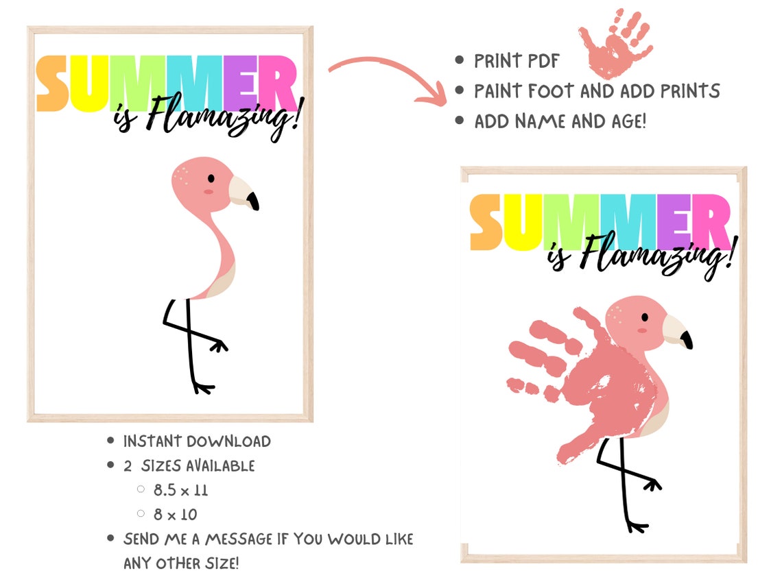 Flamingo Handprint Craft for Kids Summer Handprint Craft - Etsy