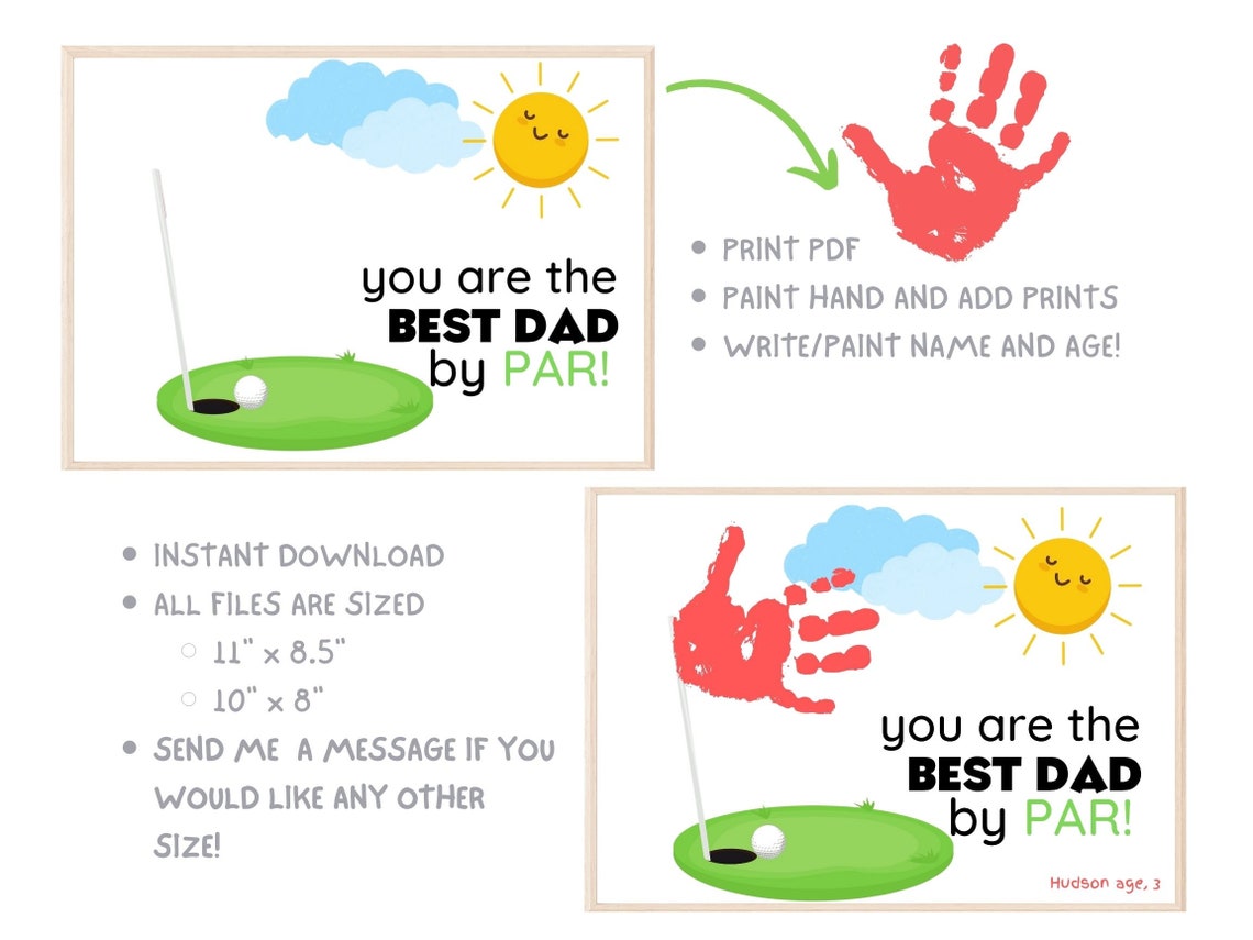 Golf Card for Dad Fathers Day Handprint Craft Dad Handprint Art Fathers ...