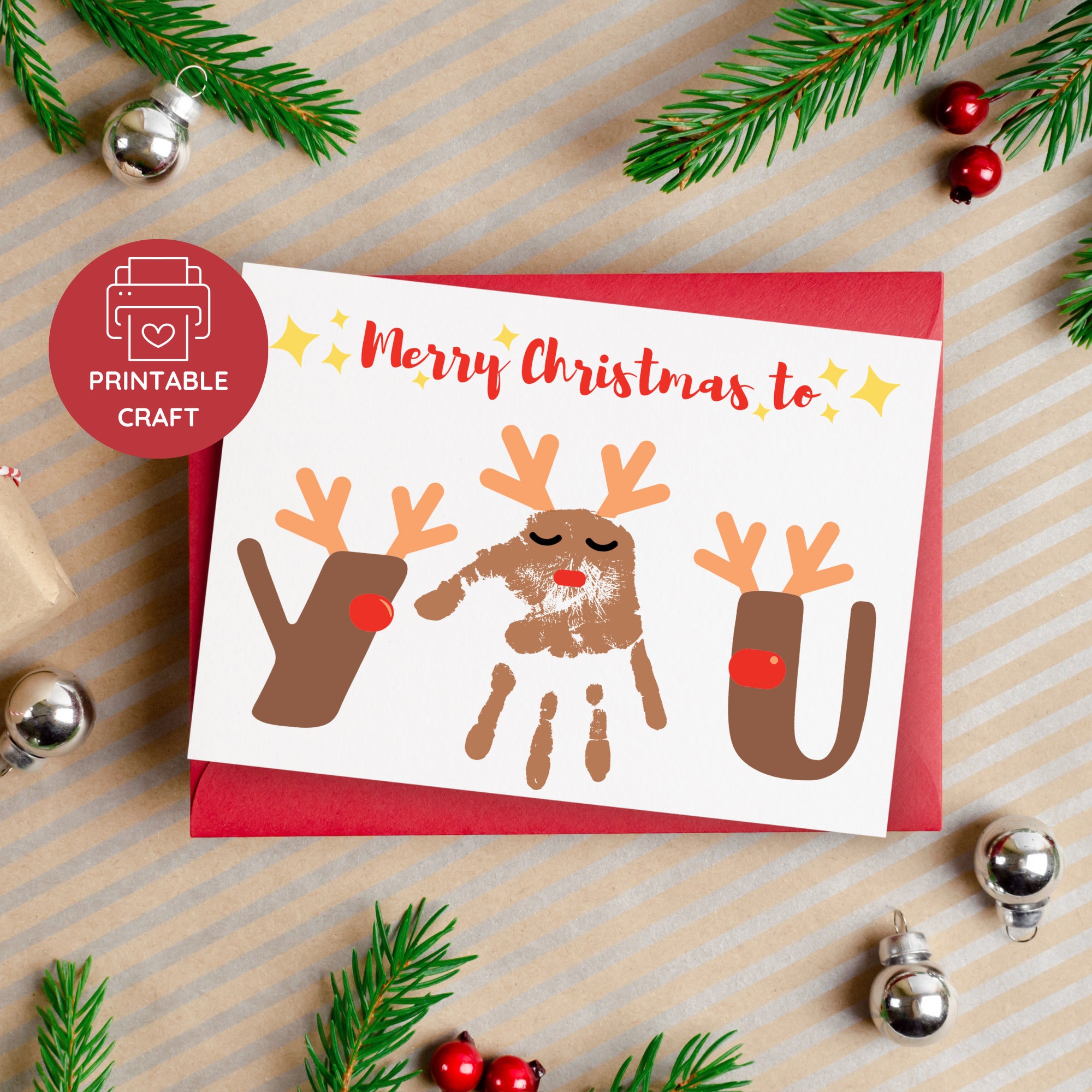 Reindeer Handprint Craft, Christmas Handprint Art, DIY Craft for Kids ...