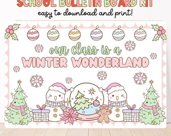 Christmas Bulletin Board Kit | Cute Pastel | Seasonal Classroom Decor ...