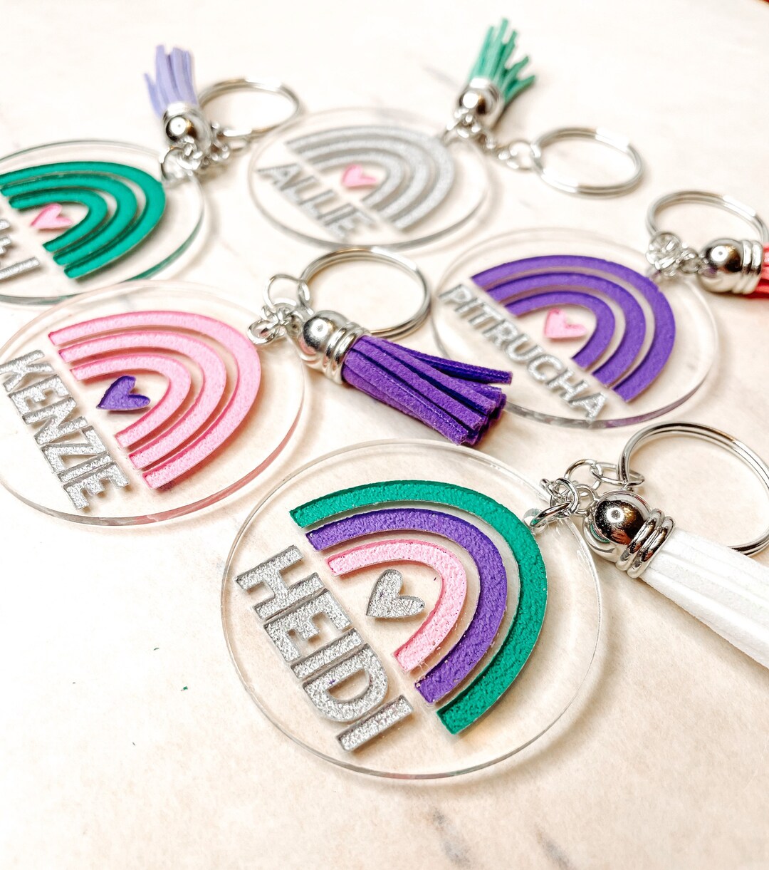 Personalized Name Keychain, Custom Name Tag, Backpack Keychain, Acrylic ...