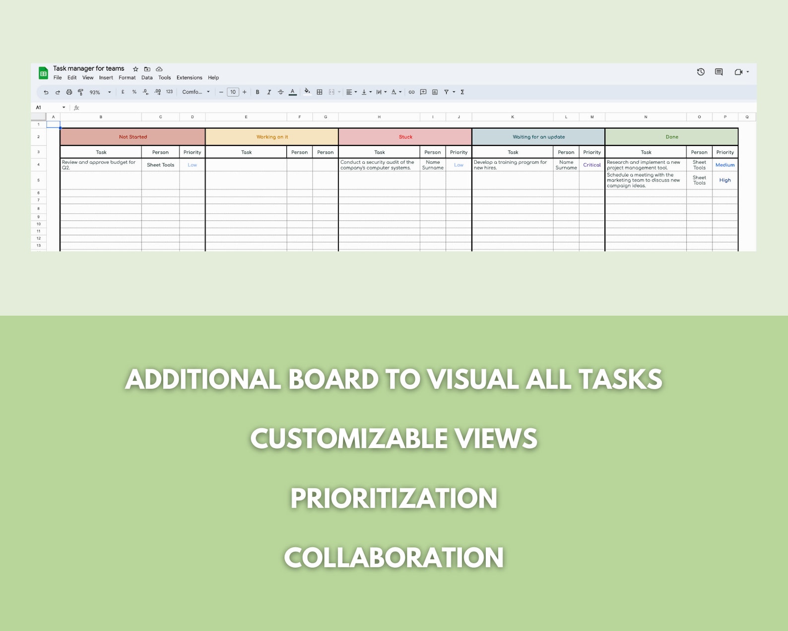 Team Task Manager: Automated Priorities, Recurring Tasks (google Sheet ...