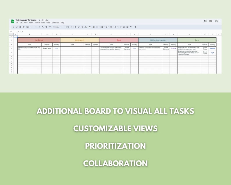 Team Task Manager: Automated Priorities, Recurring Tasks (google Sheet ...
