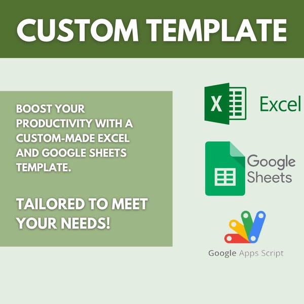 Custom Excel Sheet Design - Etsy