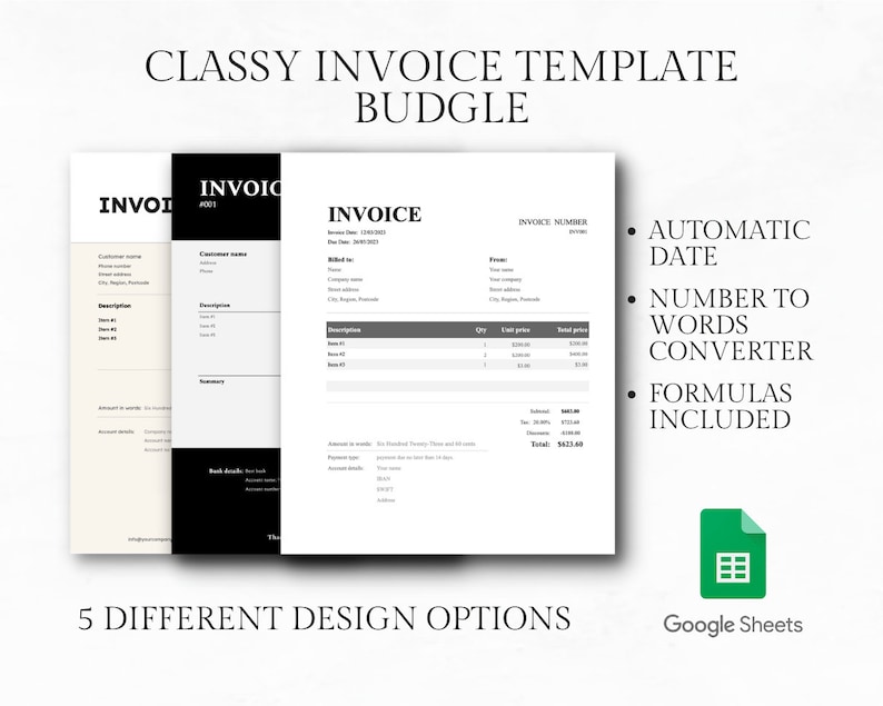 Professional Invoice Template Bundle - Etsy