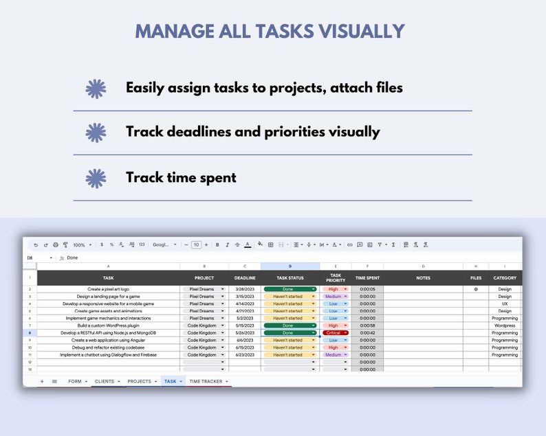 Automated Project & Time Tracker - Etsy