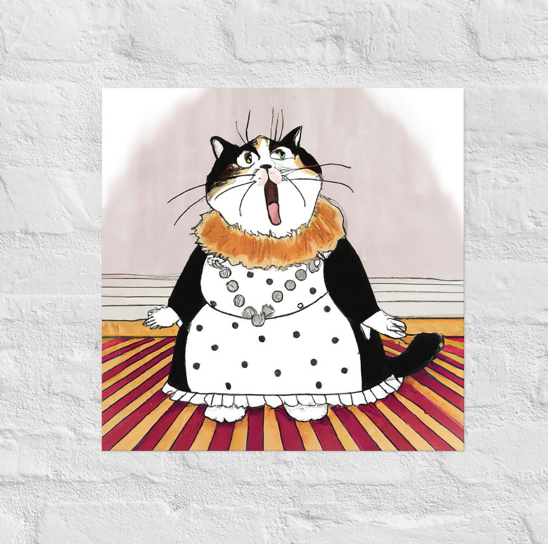 Opera Singer Cat, Cartoon, Unframed Matte Poster - Etsy