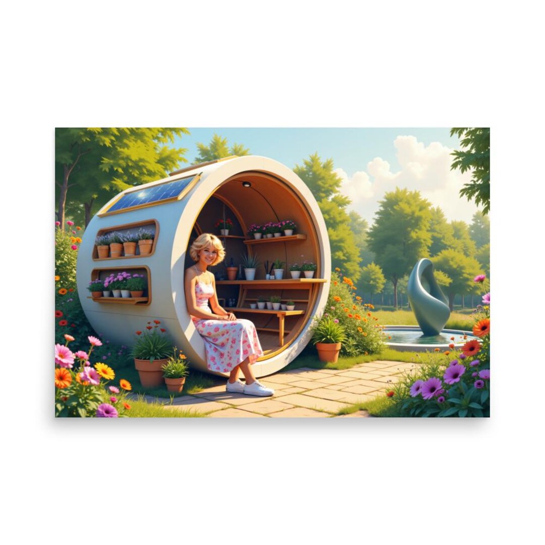 Solarpunk Garden Pod Art Print | Cottagecore Nature Aesthetic ...
