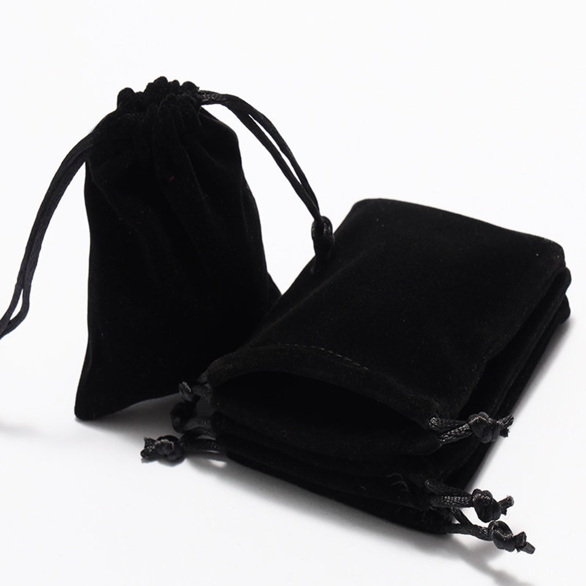100pcs 2 X 2.8 Inch Black Velvet Cloth Jewelry Pouches Velvet ...