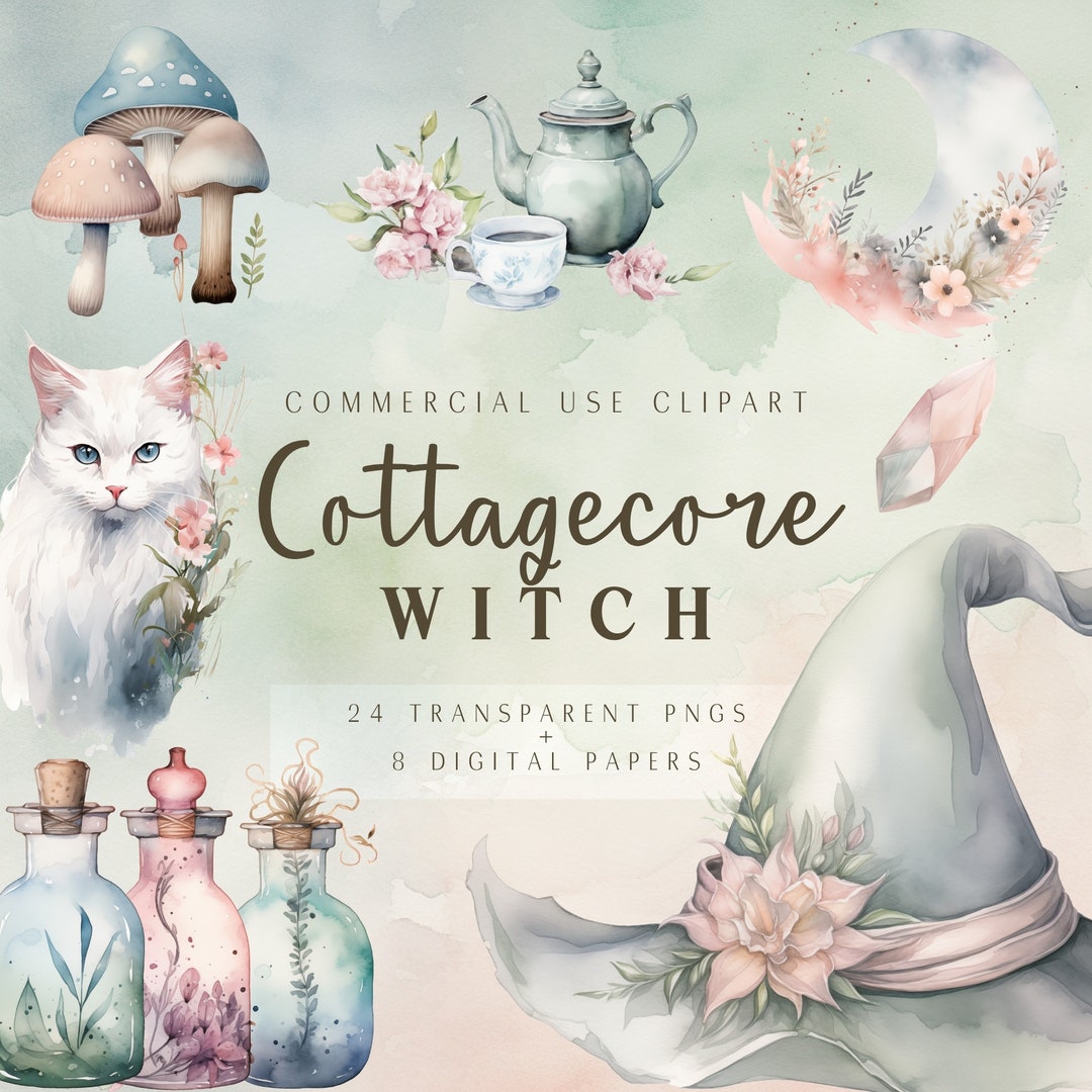 Cottagecore Witch Aesthetic Clipart Clipart for Commercial Use Witch ...