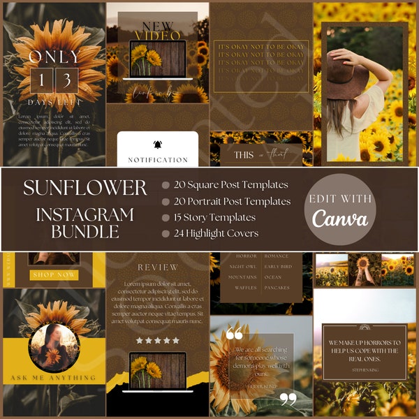 Sunflower Instagram Template - Etsy