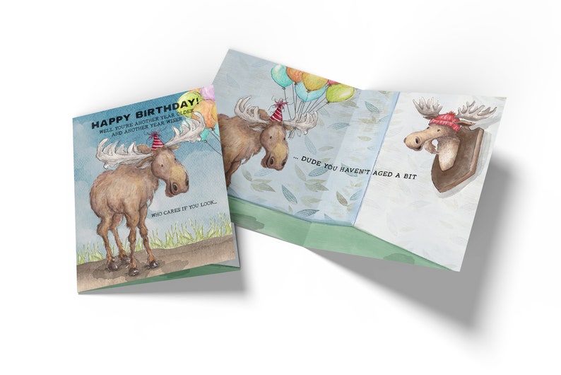Old Moose Birthday Greeting Card - Etsy