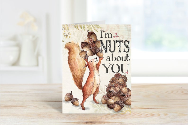 Nuts About You Love Anniversary Valentines Day Squirrel Nature Greeting ...