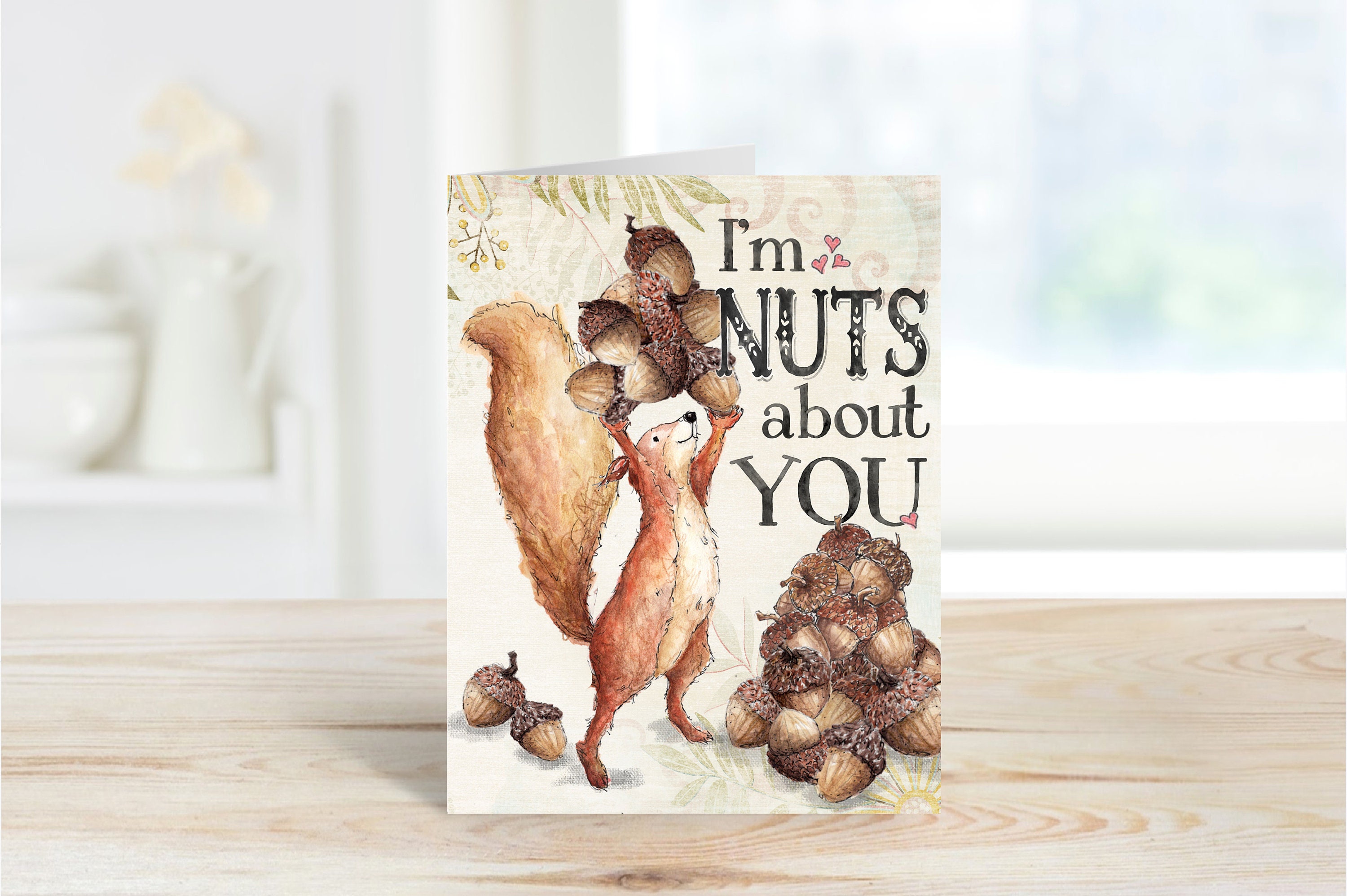 Nuts About You Love Anniversary Valentines Day Squirrel Nature Greeting ...