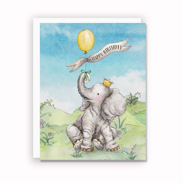 Elephant Happy Birthday Card - Etsy