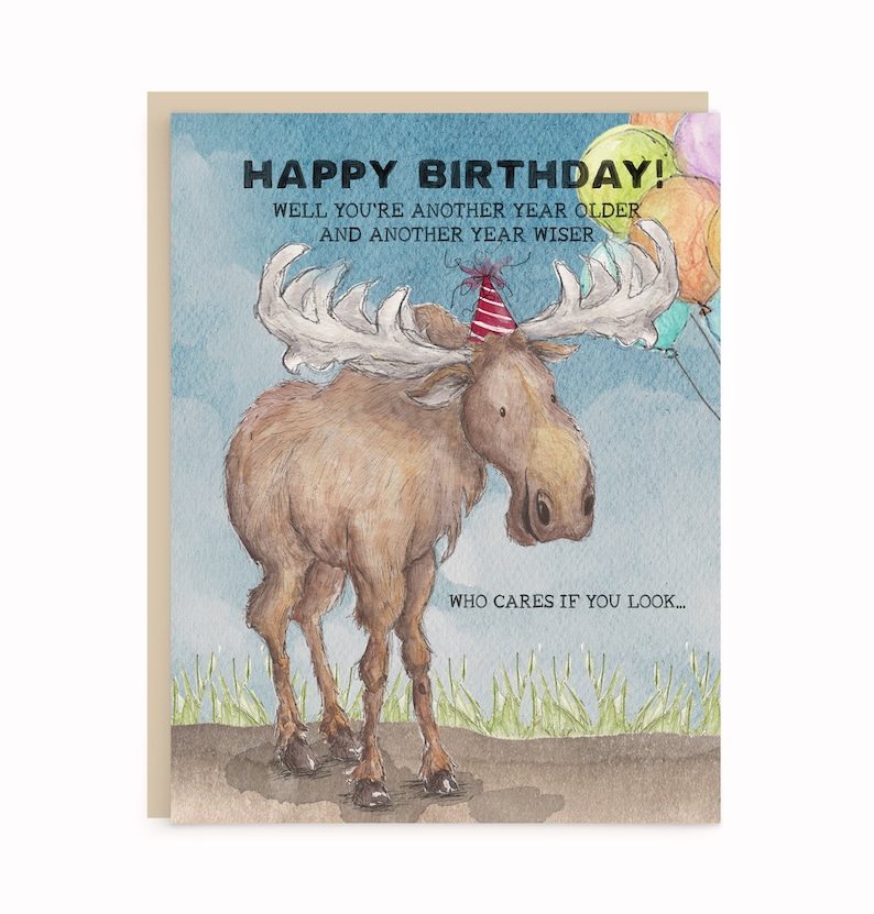 Old Moose Birthday Greeting Card - Etsy