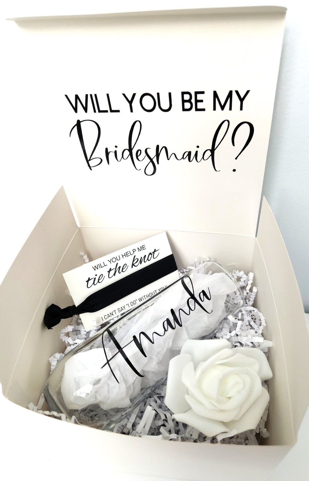 Bridesmaid Proposal Box Will You Be My Bridesmaid Champagne Flute Hair ...