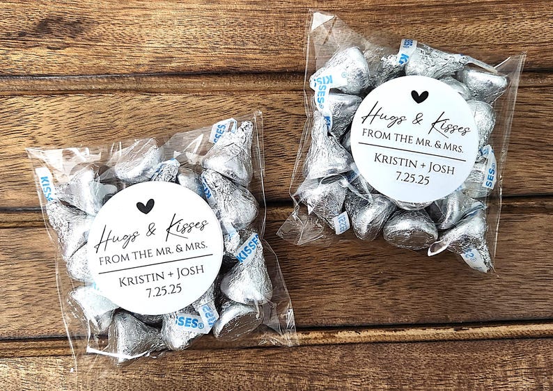 Hugs and Kisses From the Mr & Mrs, Personalized Wedding Favor Bags ...