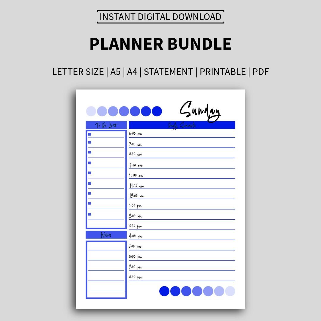 Printable Daily Weekly Monthly Planner Bundle - Etsy