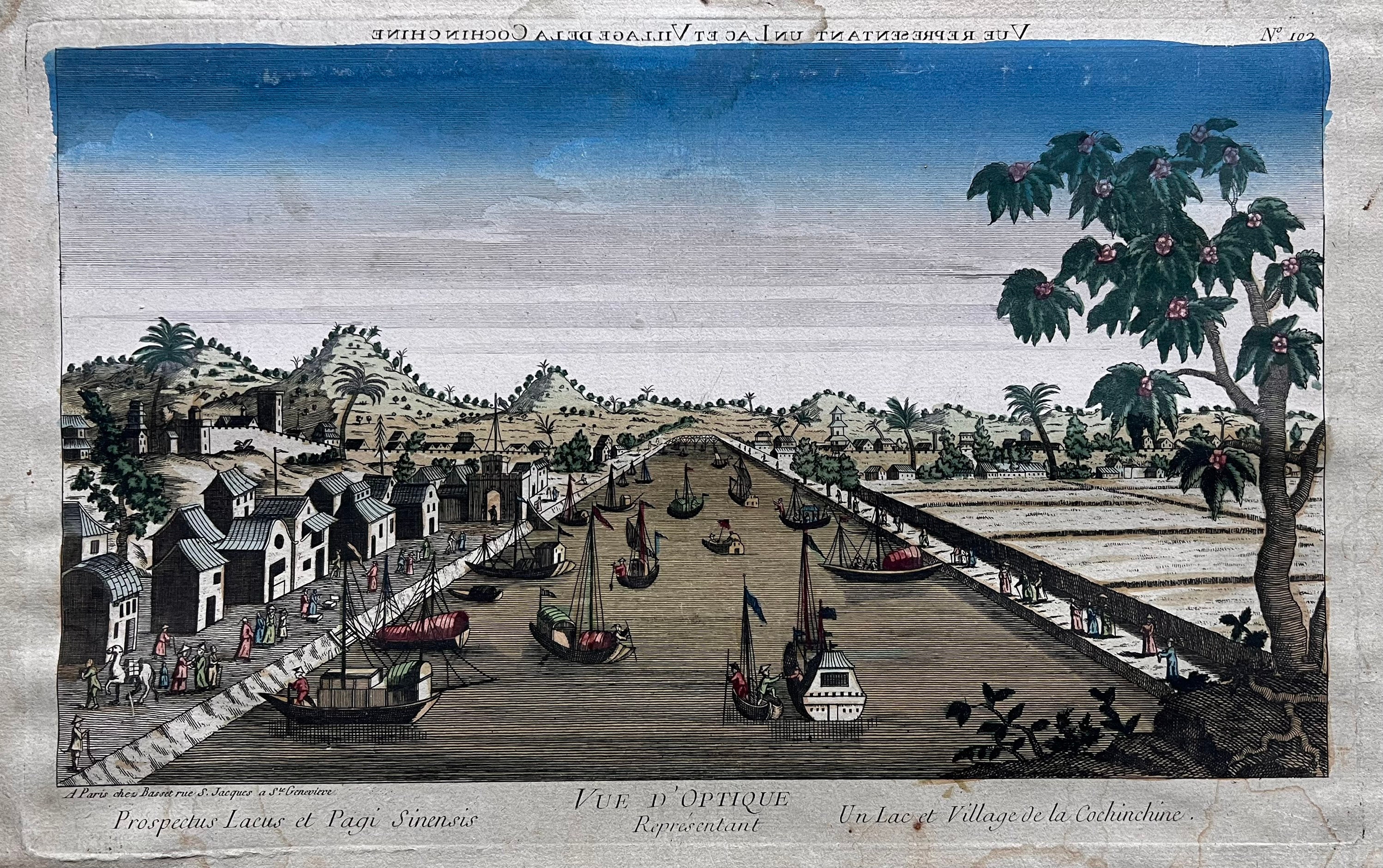 Rare 1760 Print of Asia French Vue Optique, Hand Coloured Engraving ...