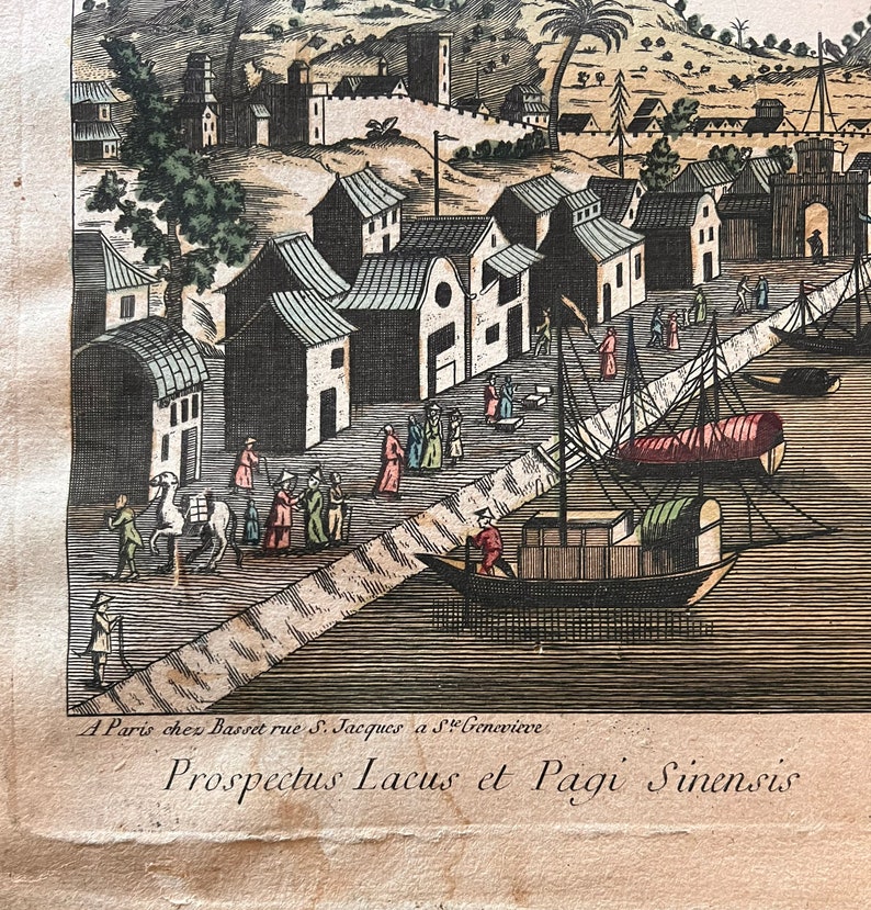 Rare 1760 Print of Asia French Vue Optique, Hand Coloured Engraving ...