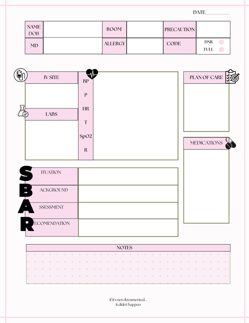 Printable Nurse Report Sheet| Nursing Student Essential| New Grad ...