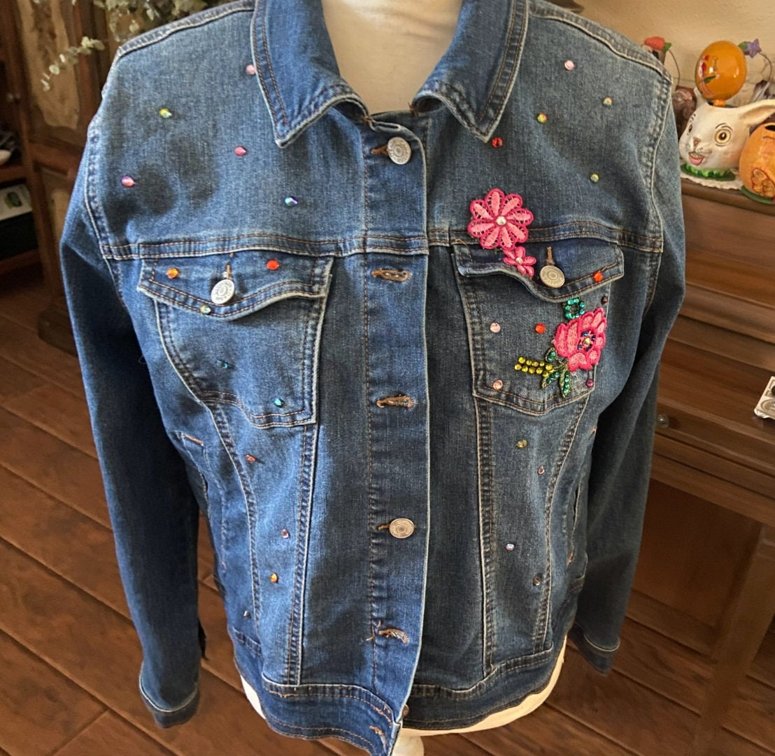 Custom-made Pink Tiger Jesus Bedazzled Denim Jacket - Etsy