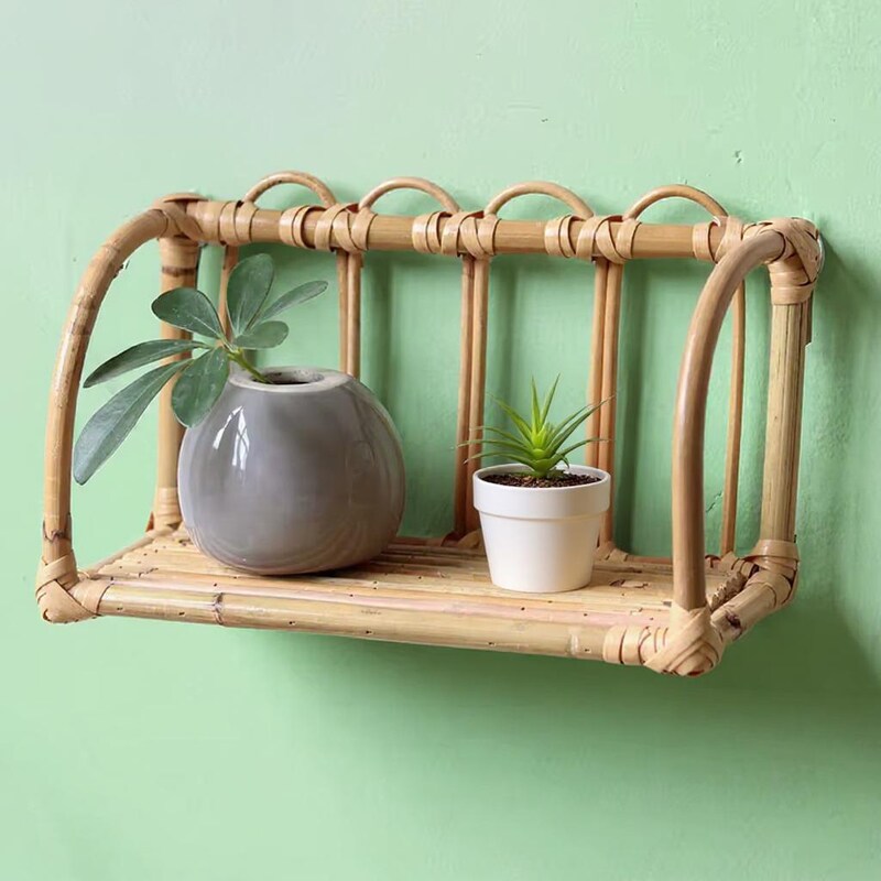 Bamboo Wall Shelf Rattan - Etsy UK