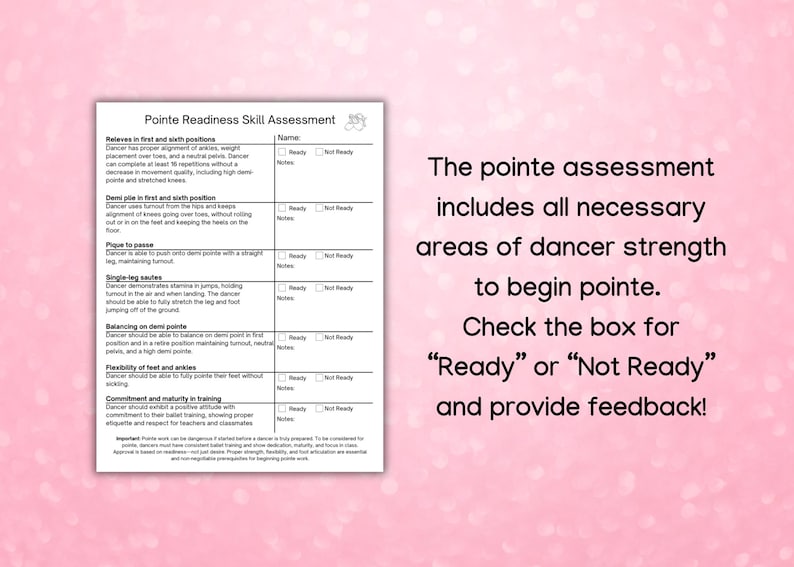 Pointe Test Pre-pointe Letter for Dance Teachers Ballet Assessment - Etsy