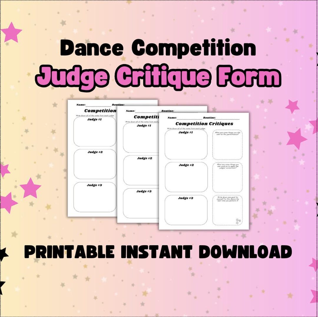Dance Competition Studio Judge Feedback Critique Worksheet for Dance ...