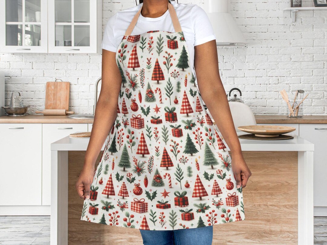 Christmas Apron, Christmas Tree Apron, Winter Apron, Kitchen ...
