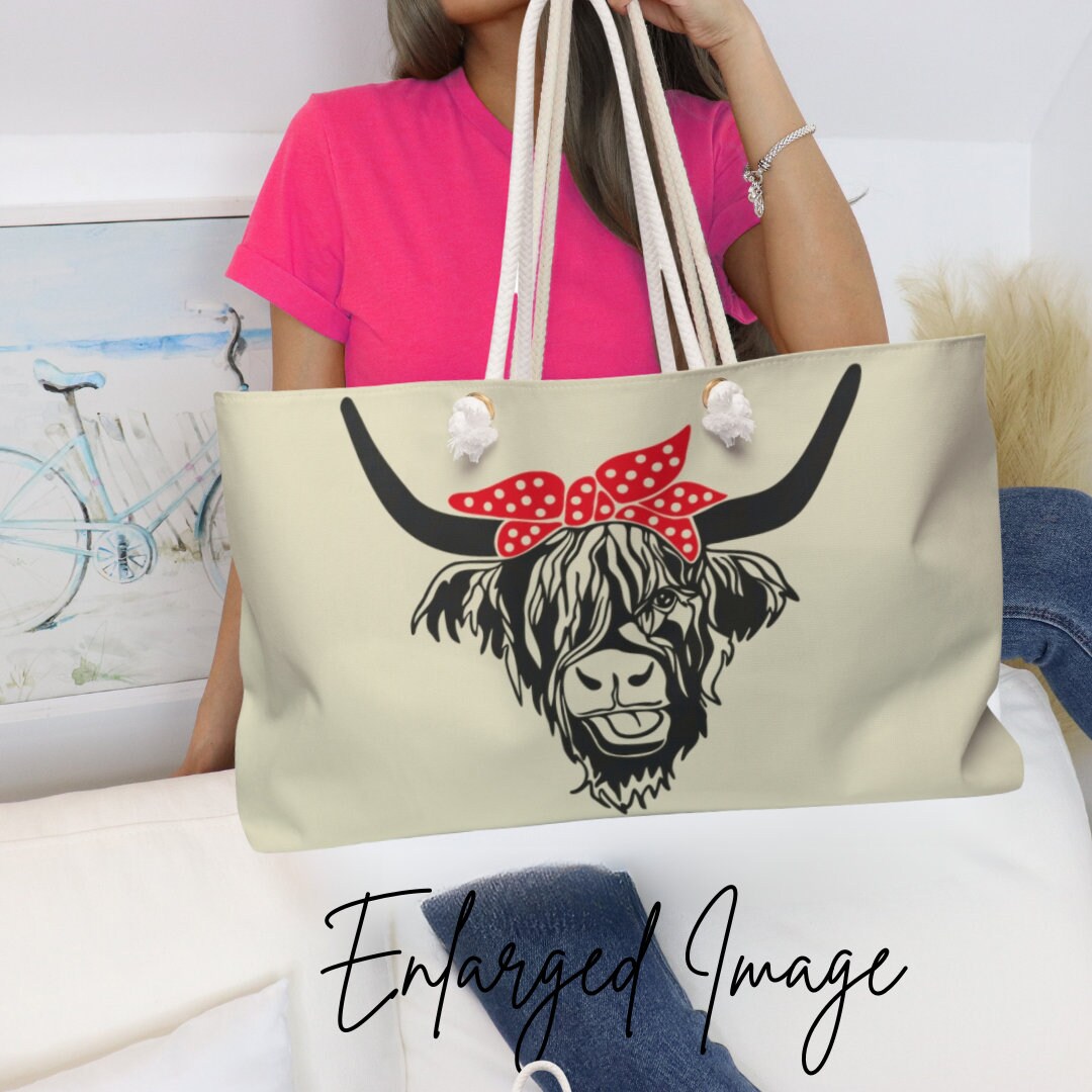 Tote Bag, Highland Cow, Cow Bag, Beach Bag, Country, Western, Cowgirl ...