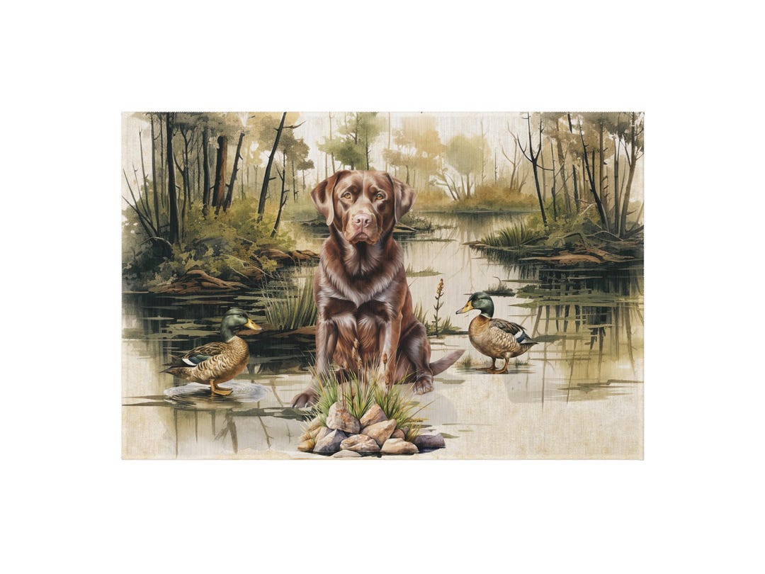 Watercolor Chocolate Labrador Retriever, Mallard Duck, Welcome Doormat ...