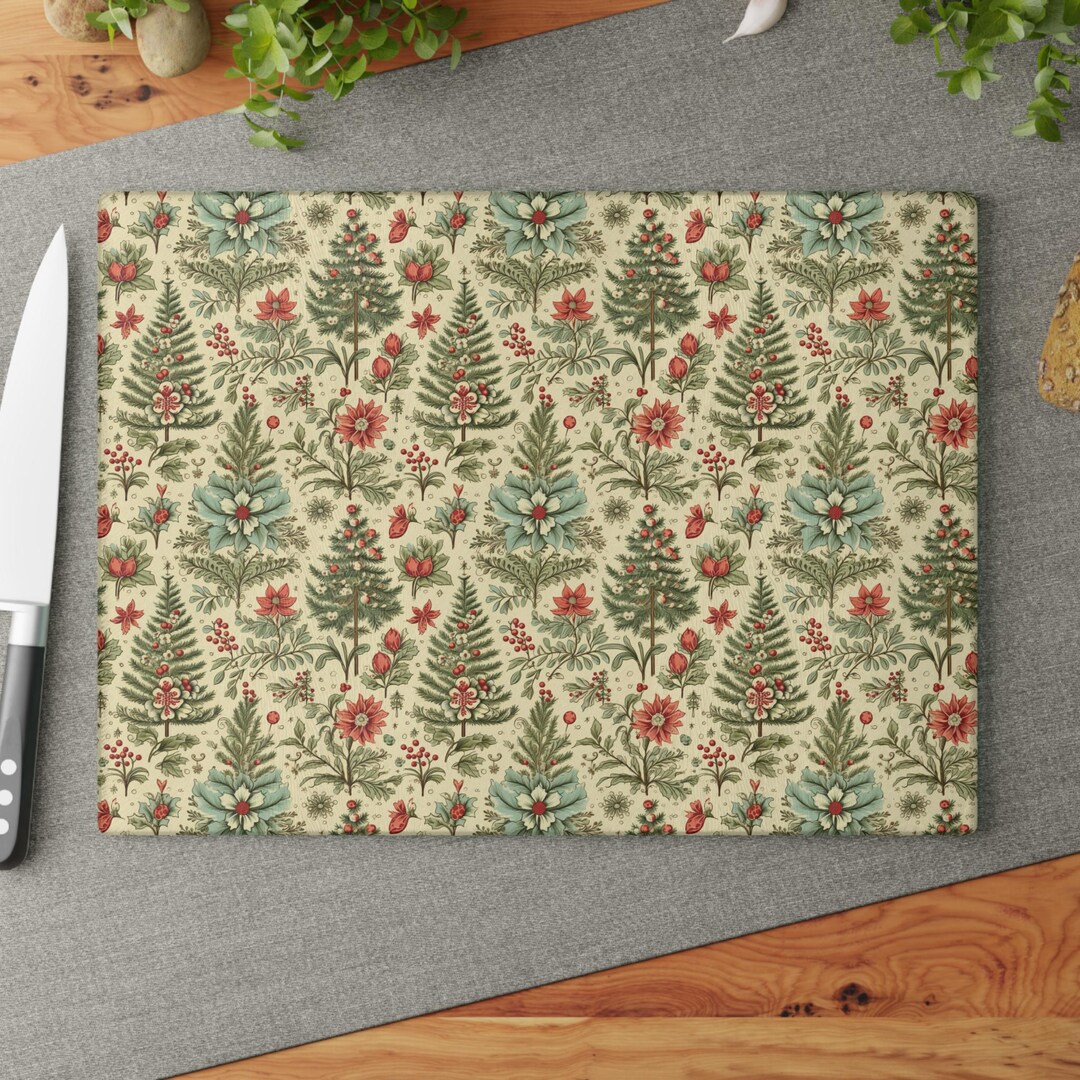 Christmas Tree Cutting Board, Kitchen Board, Glass Cutting Board ...
