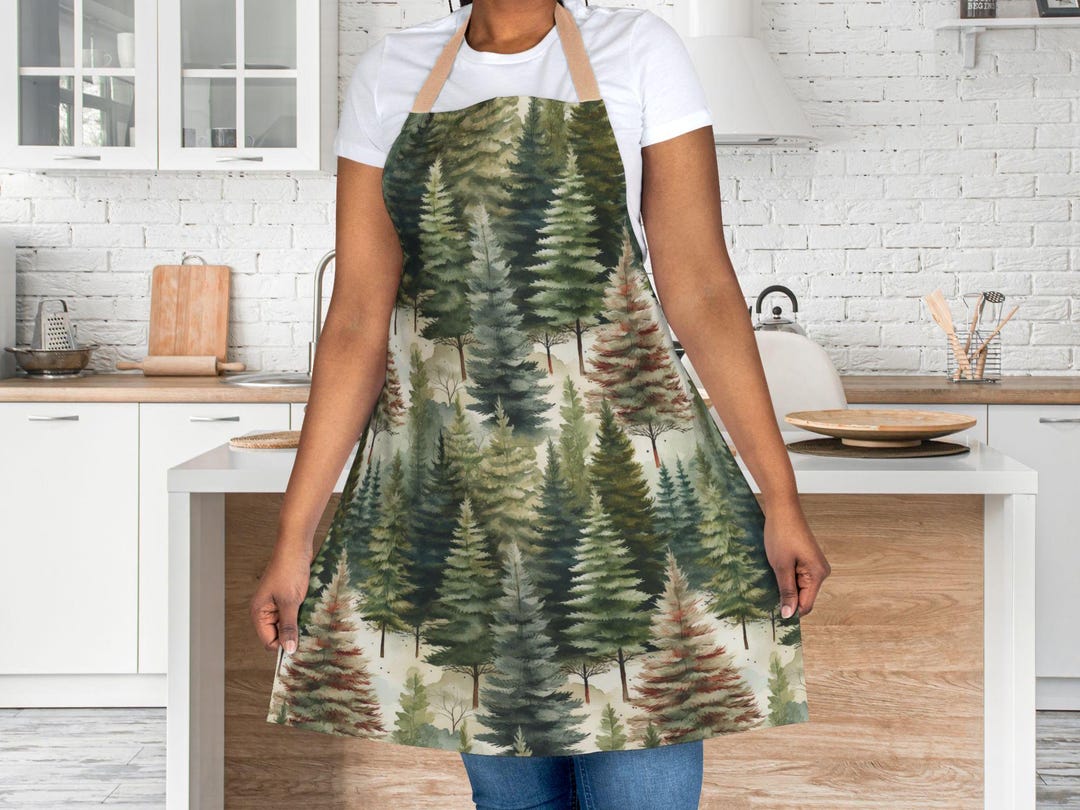 Wilderness Forest Tree Apron, Lodge Apron, Grilling Apron, Baking Apron ...