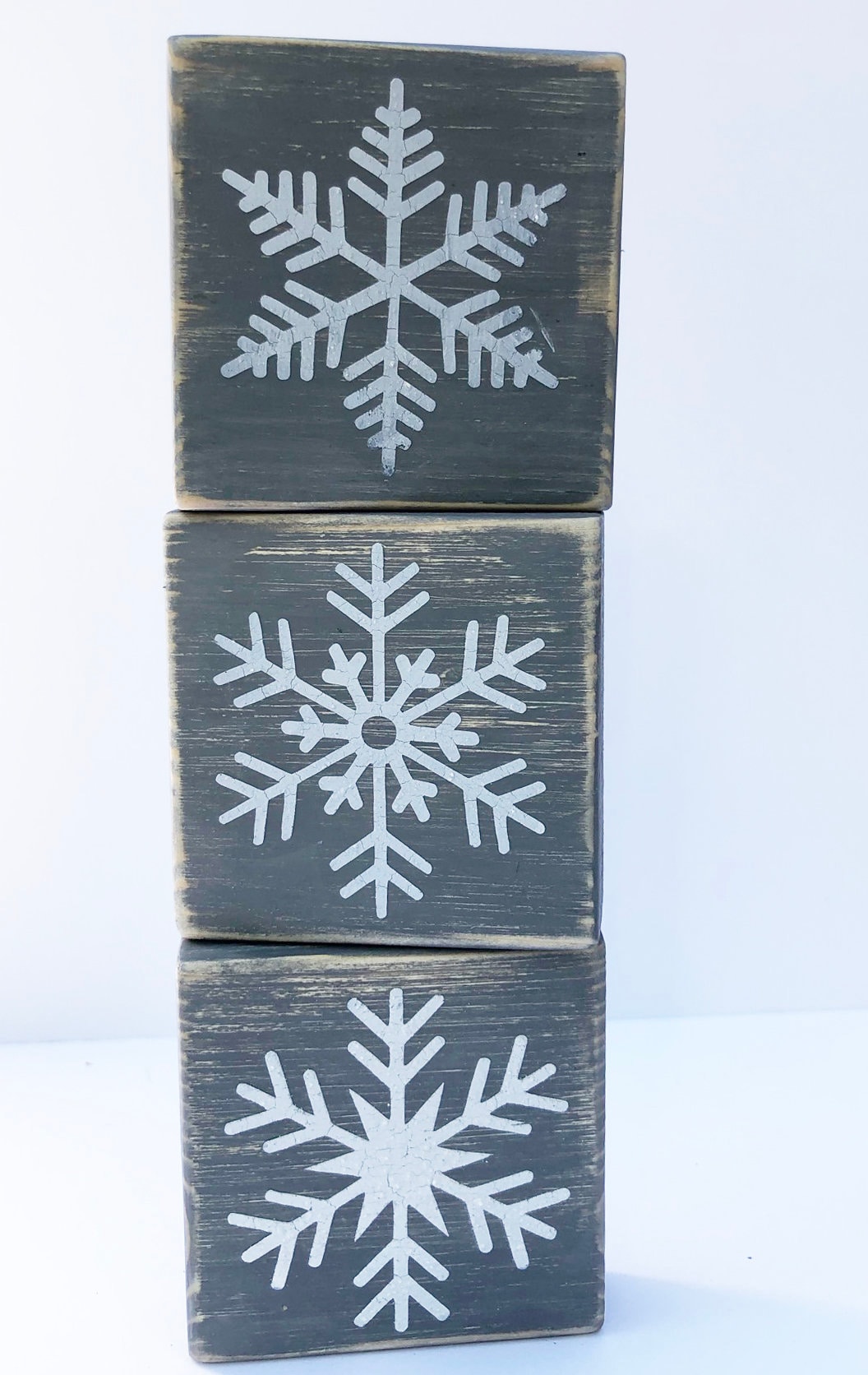 Rustic Farmhouse Snowflake Mini Wood Blocks Set of 3 - Etsy