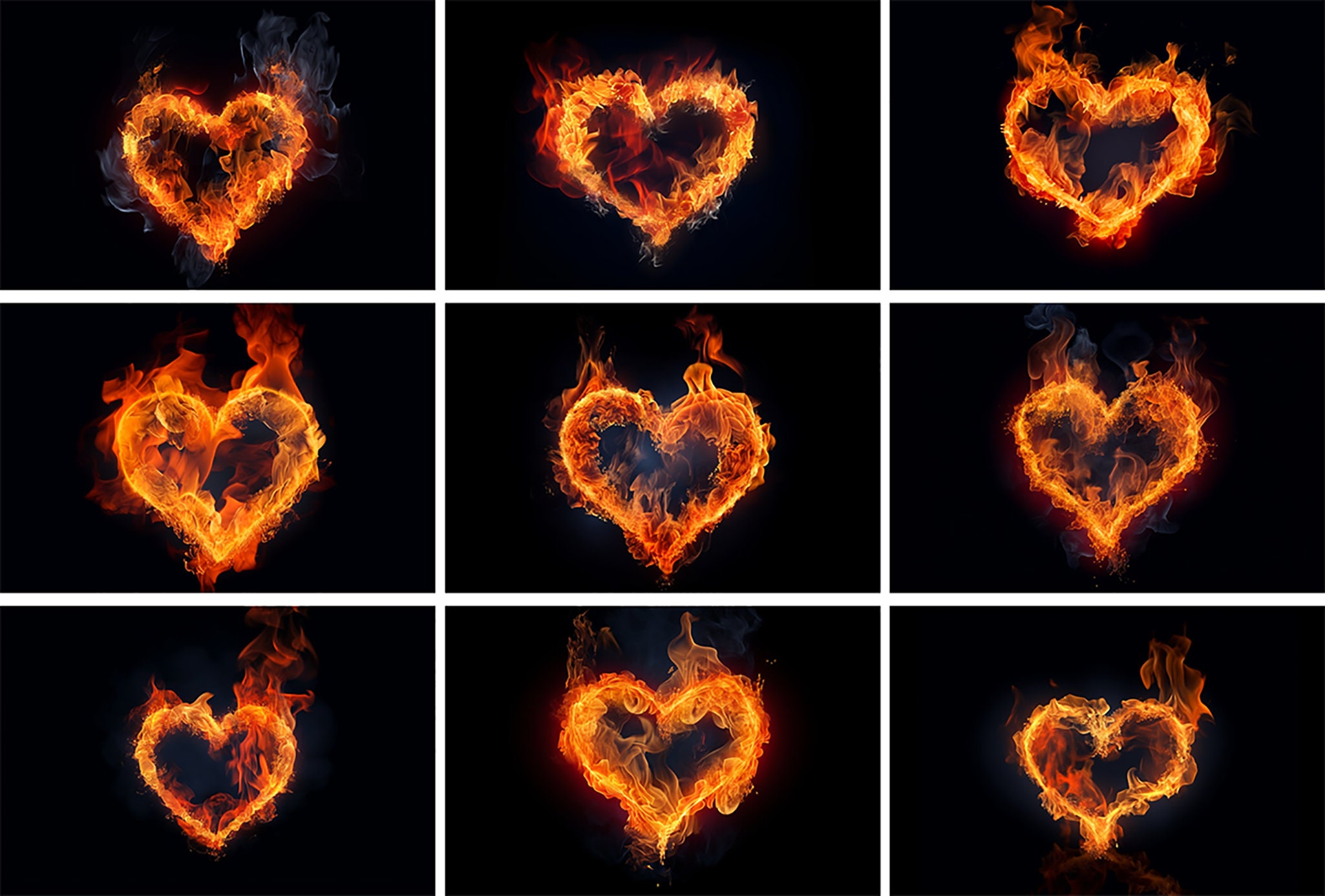 Fire Heart Overlays (9 Transparent Pngs) - Digital Download for ...